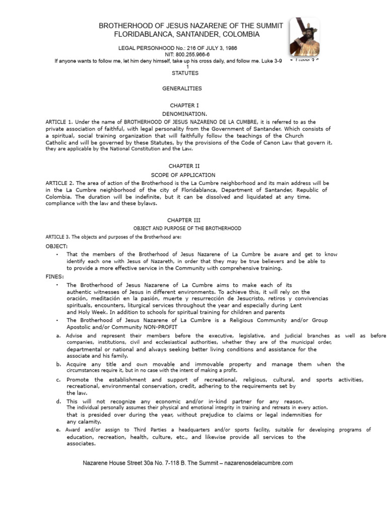 Statutes of The Florida Blanca Brotherhood PDF | PDF | Board Of ...