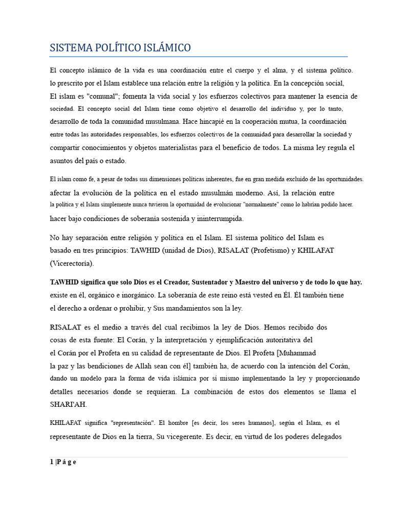 Sistema Político Islámico | PDF | Alá | Soberanía