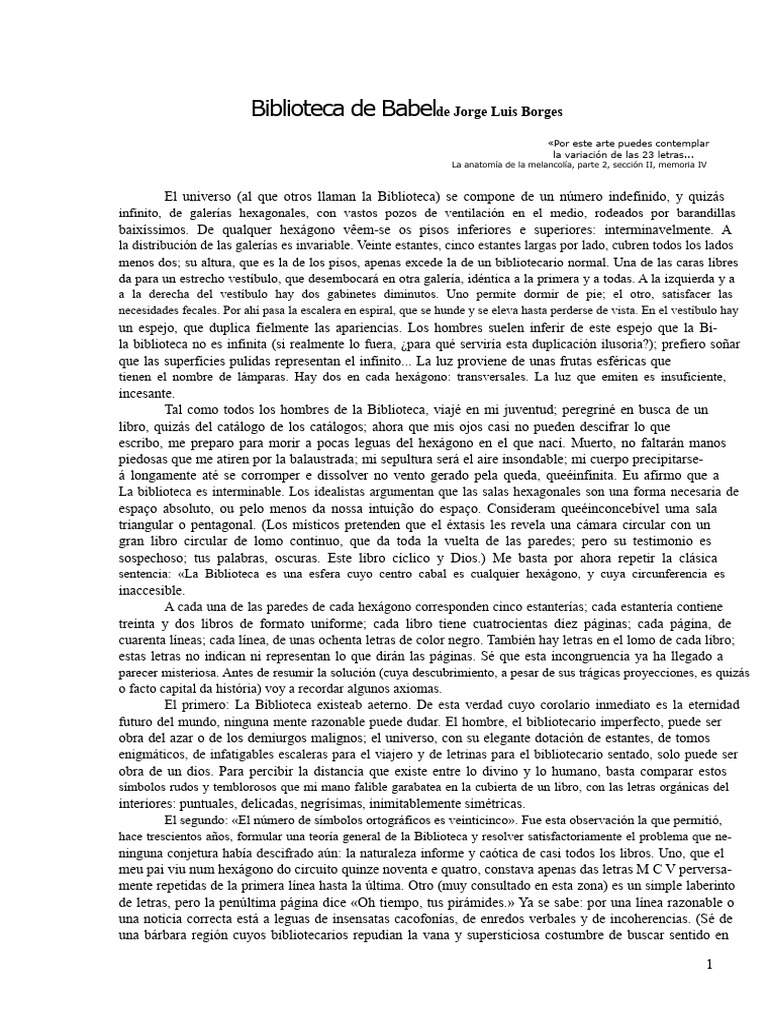 La Infinita Biblioteca de Babel | PDF