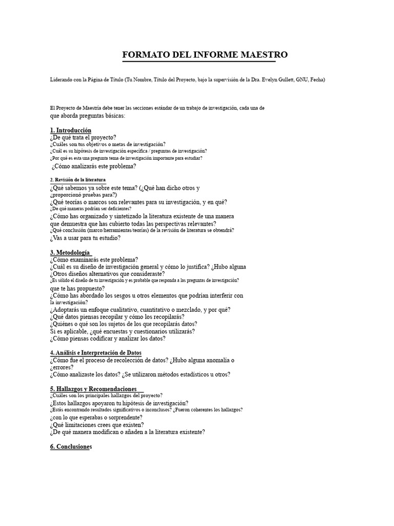 Plantilla de Formato de Informe Maestro | PDF | Cognición | Método ...