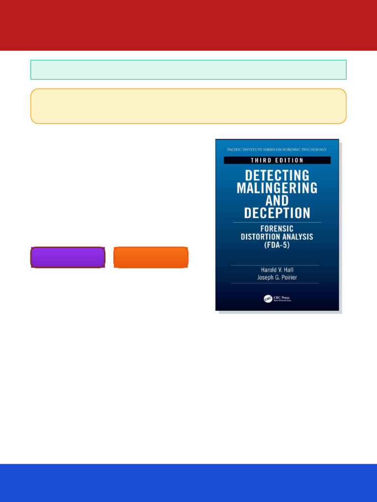 Detecting Malingering and Deception 3rd Edition Harold V. Hall Ebook ...