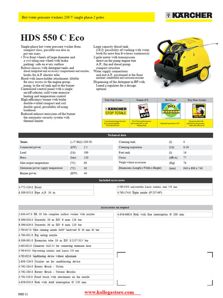 HDS 550 C Eco Hot Water Pressure Washer | PDF | Water Heating | Washing ...
