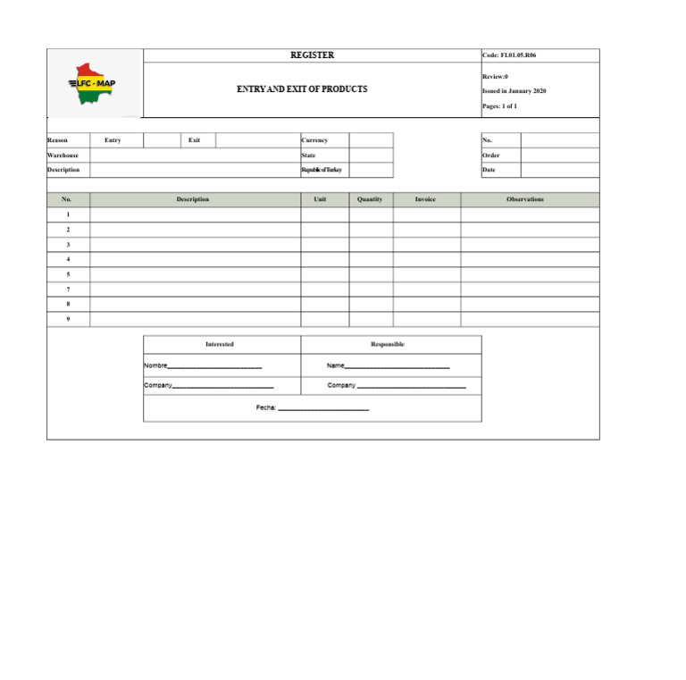 Product Entry and Exit Register | PDF