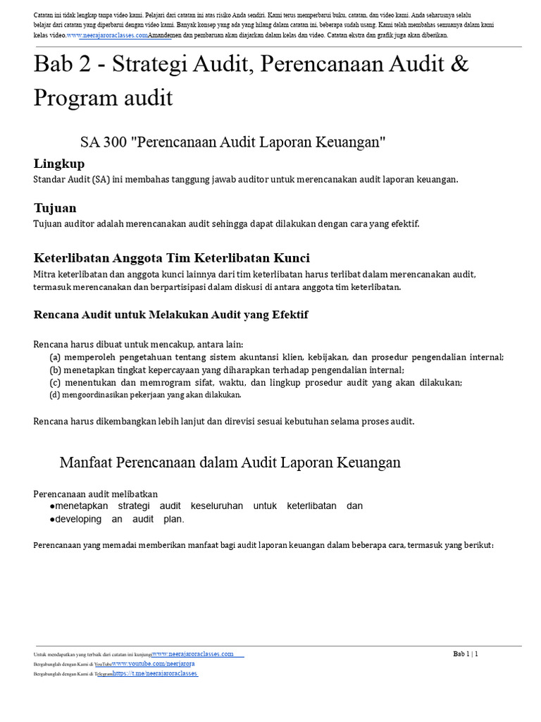 01 C2 Strategi Audit, Perencanaan Audit | PDF