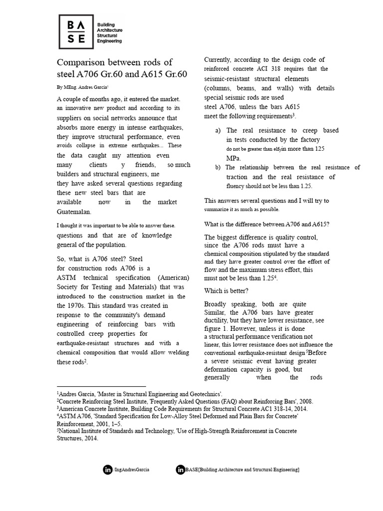 A706 vs A615 Steel: Key Differences Explained | PDF | Deformation ...