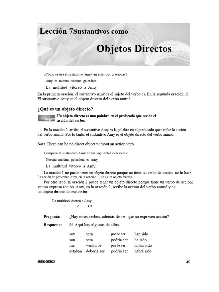 Sustantivos Como Objetos Directos e Indirectos (1) Con Respuestas | PDF ...