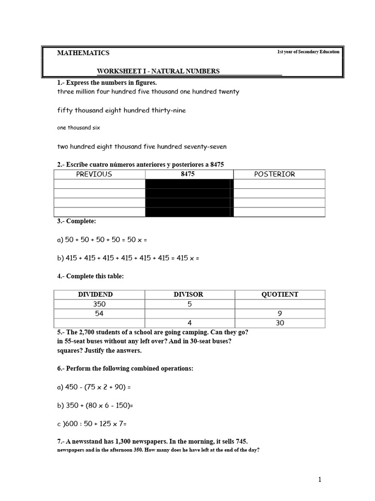 Topic 01 - Exercise Sheet I - Natural Numbers | PDF