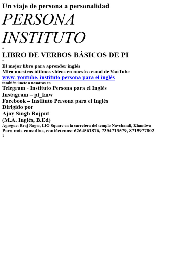 Lista de Verbos Básicos Pi | PDF | Mecánica del lenguaje | Sintaxis