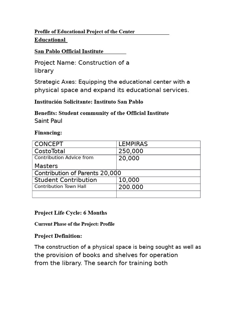 Educational Project Profile of The Educational Center | PDF | Libraries