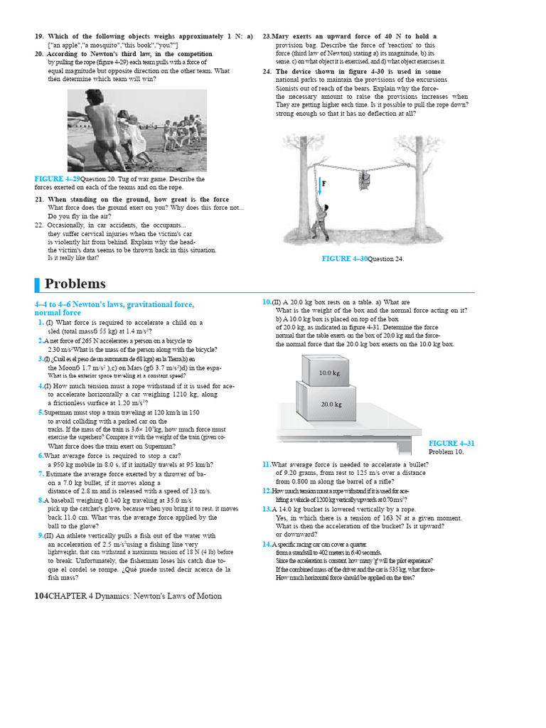 Problems of Newton's Second Law | PDF | Force | Tension (Physics)
