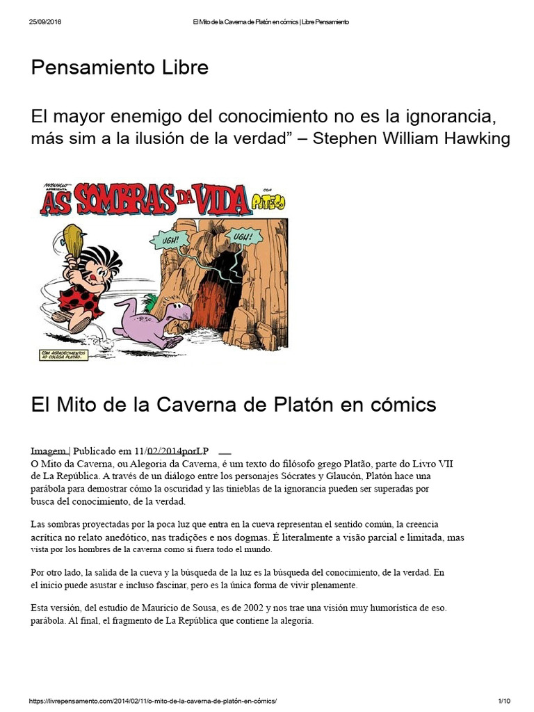 Mito de la Caverna en cómics | PDF | Platón | Sócrates