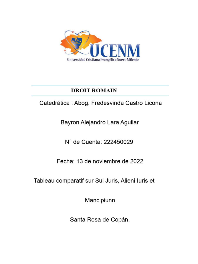 Droit romain : Sui Juris vs Alieni Iuris | PDF