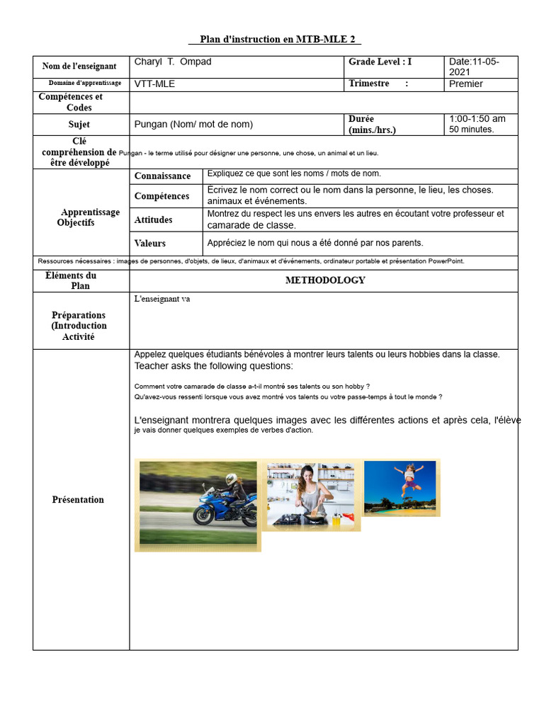 Plan d'instruction MTB-MLE pour le Grade I | PDF | Apprentissage ...