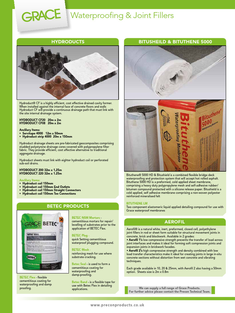 Waterproofing Solutions & Joint Fillers | PDF | Concrete | Building ...