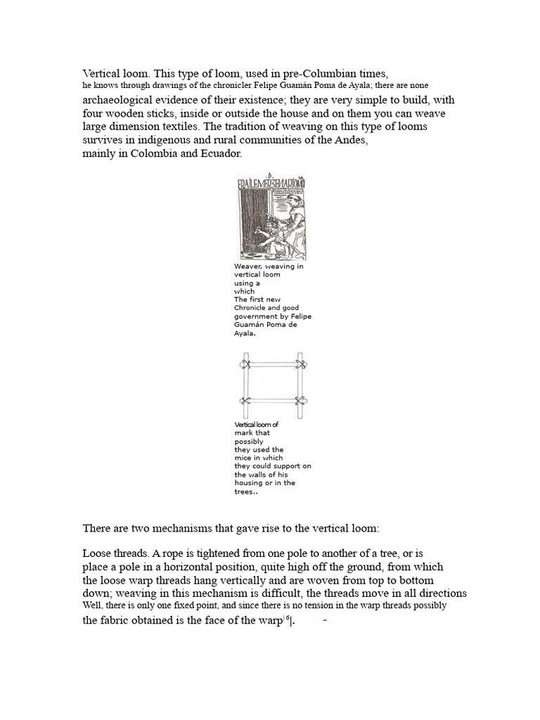 Vertical Loom | PDF | Weaving | Loom