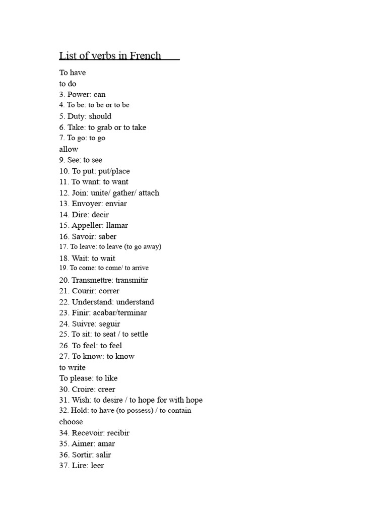 List of French Verbs | PDF