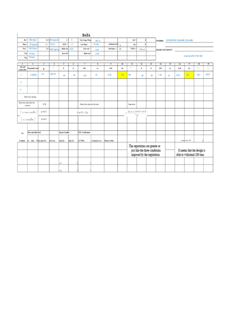 COLUMN DESIGN TABLE | PDF | Materials | Structural Engineering