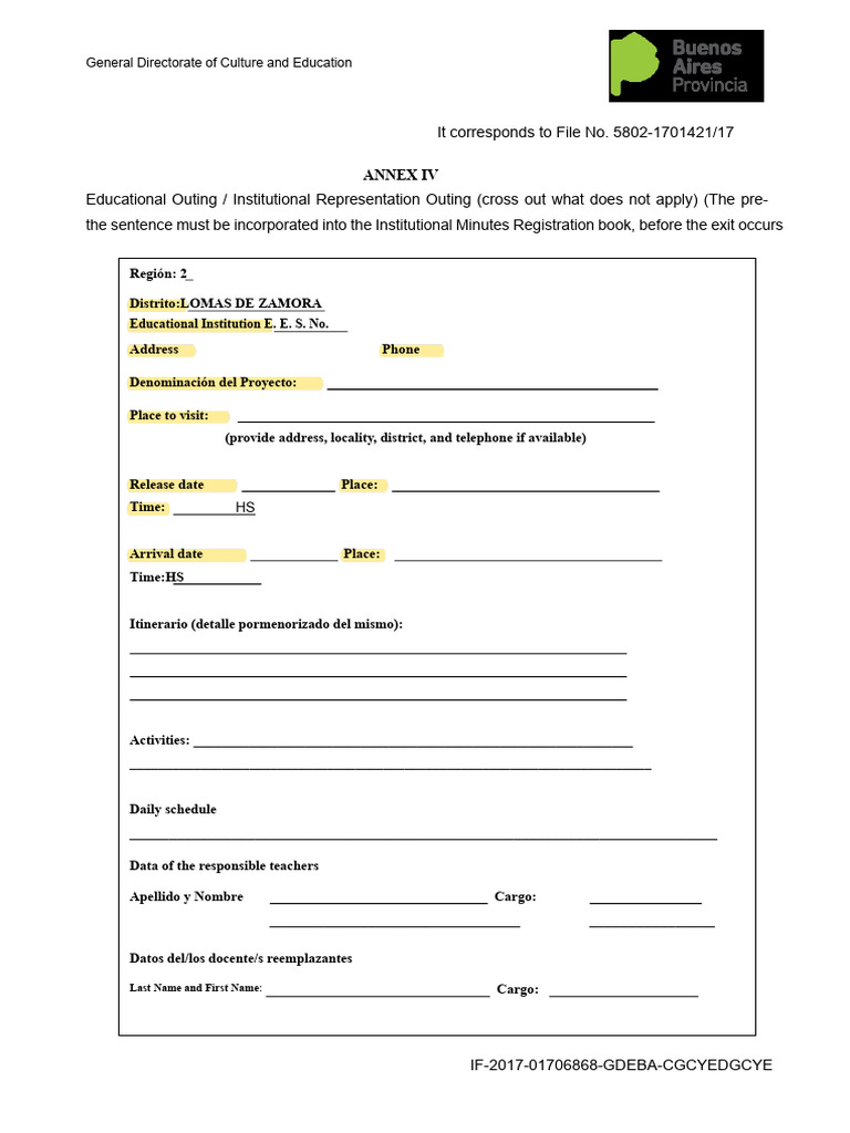 Educational Outing Authorization Forms | PDF
