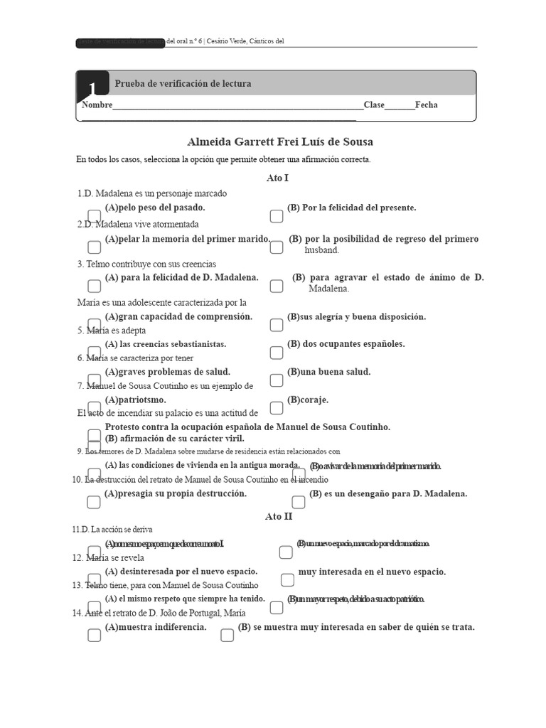 11 Pruebas de Verificación de Lectura | PDF