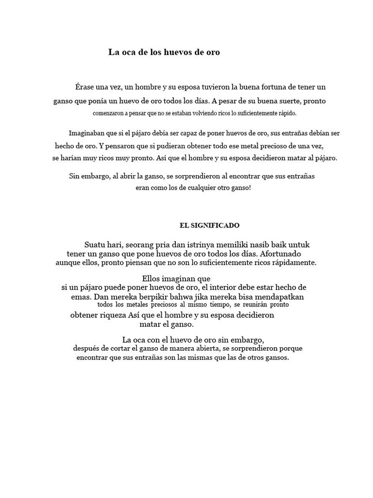 El Ganso de Los Huevos de Oro | PDF