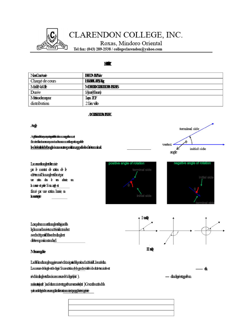 Trigo Module 1. Angles Et Leurs Mesures Final PDF | PDF | Triangle ...