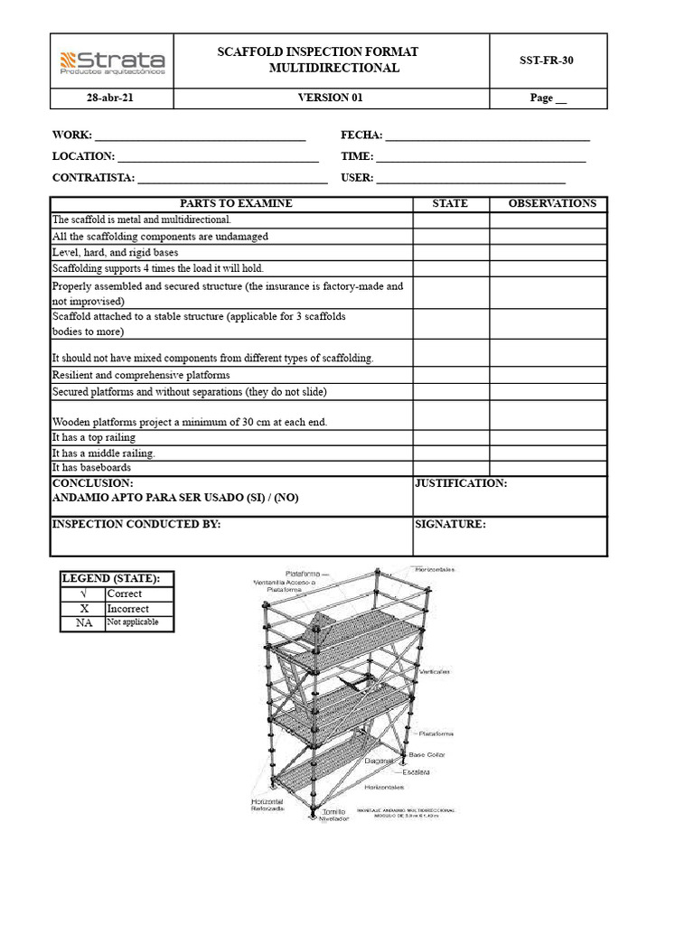 SST-FR-30 Multidirectional Scaffold Inspection | PDF
