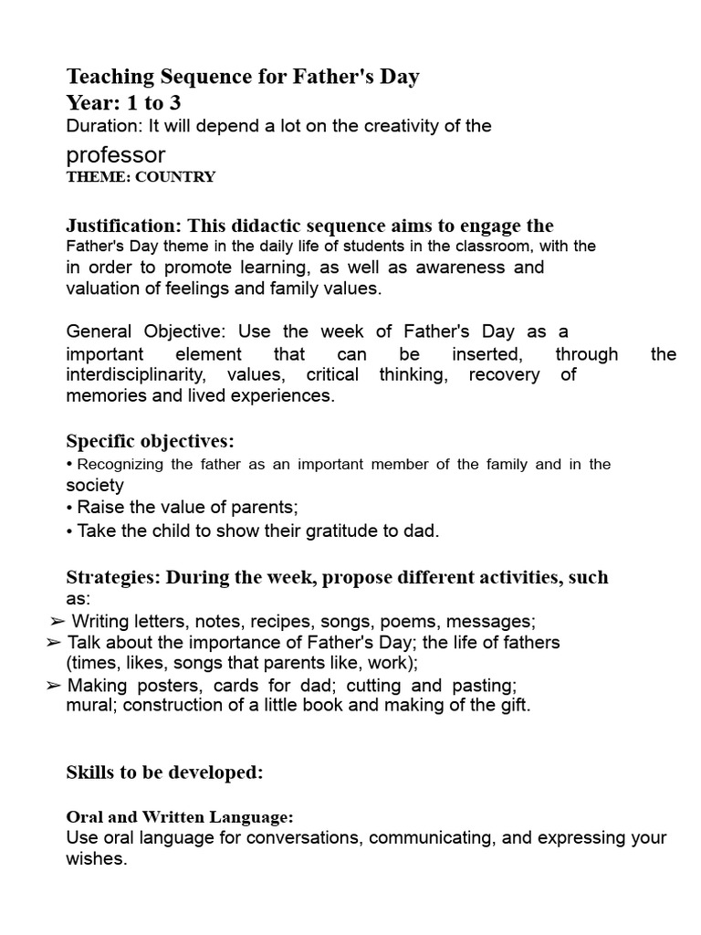 Didactic Sequence Father's Day | PDF