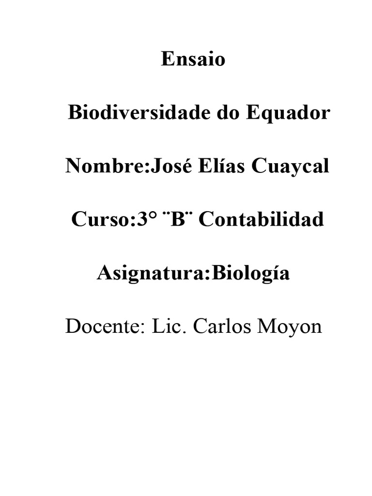 Biodiversidade no Equador: Importância e Desafios | PDF ...
