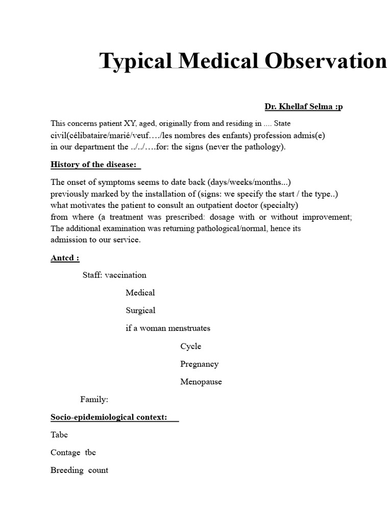 Patient Medical Observation Summary | PDF