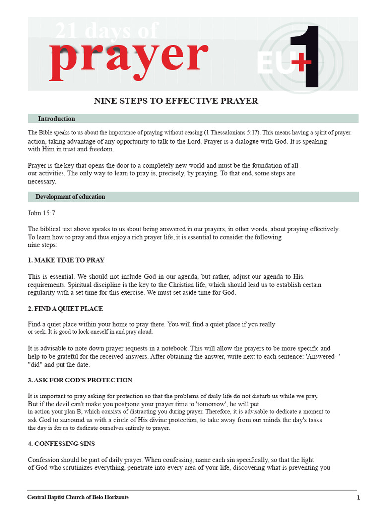9 Steps To Effective Prayer (Printed) | PDF | Prayer | Confession ...