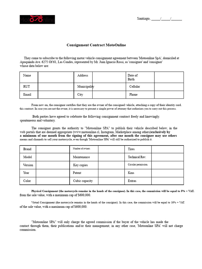 Original Consignment Contract | PDF