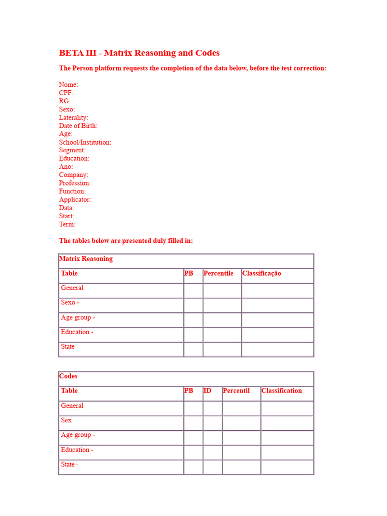 Beta-III Test Matrix Reasoning Analysis | PDF | Cognition