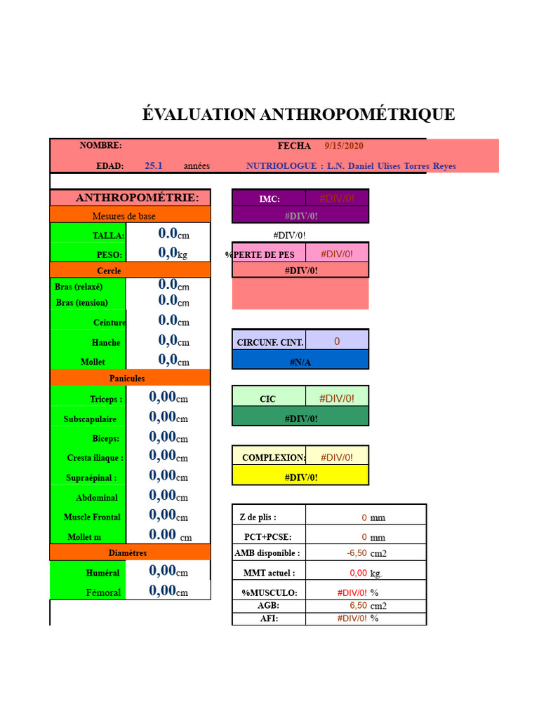 Évaluation anthropométrique détaillée | PDF | Taille humaine | Poids du ...