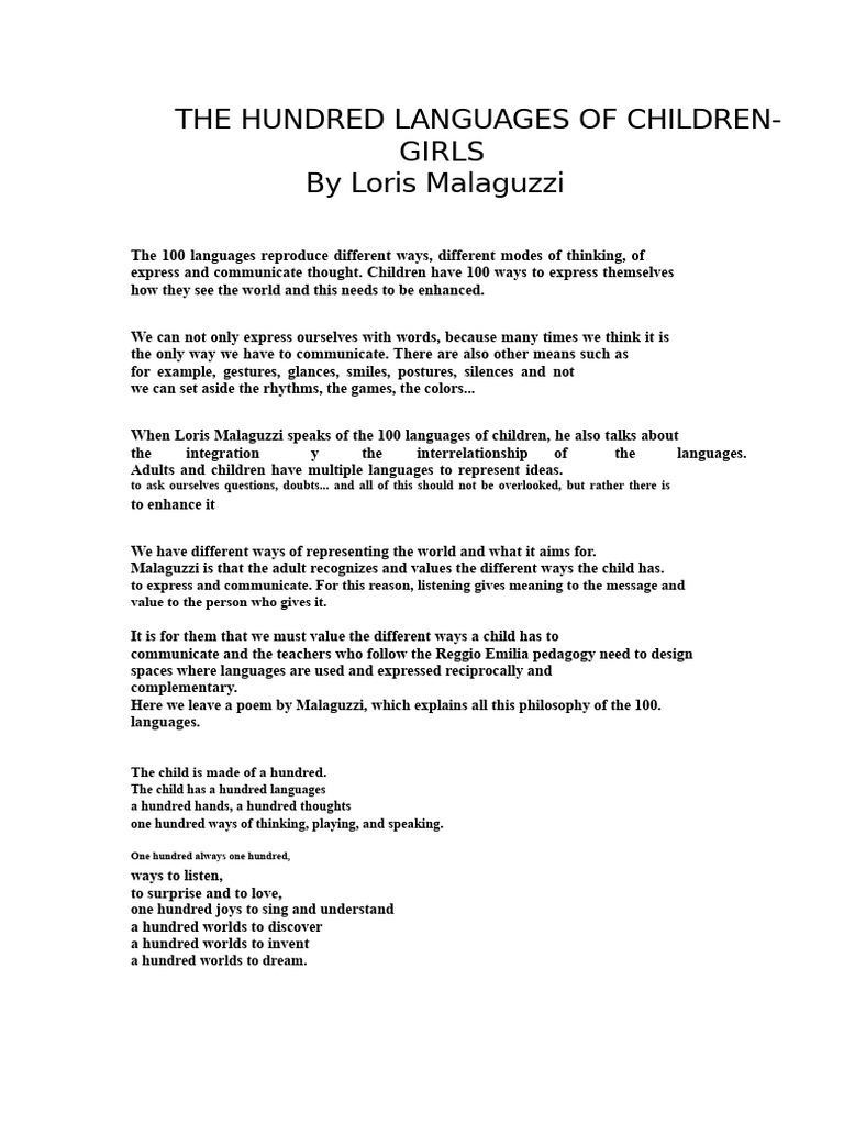 The Hundred Languages of Children | PDF