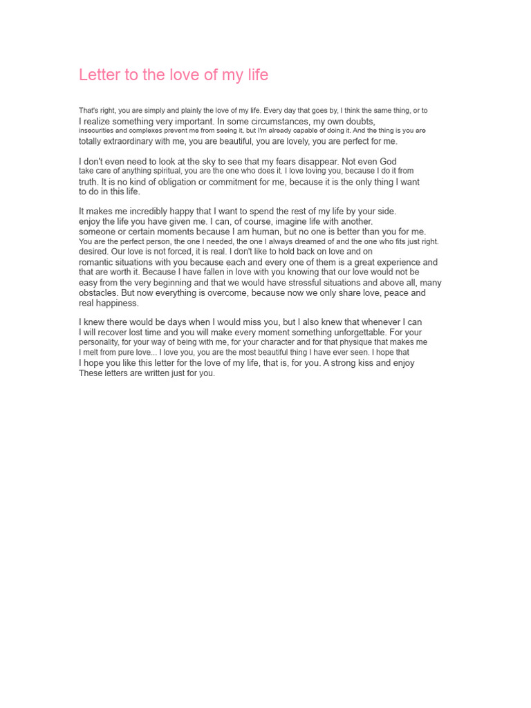 Letter To The Love of My Life | PDF