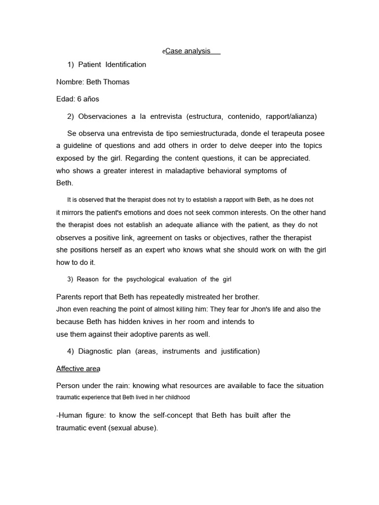 Analysis Case of A Psychopathic Girl | PDF | Psychotherapy ...