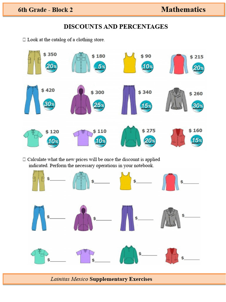 6th Grade Math: Discounts & Percentages | PDF
