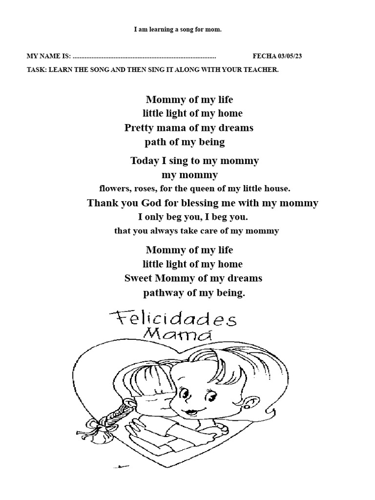 I Am Learning A Song For Mom. | PDF