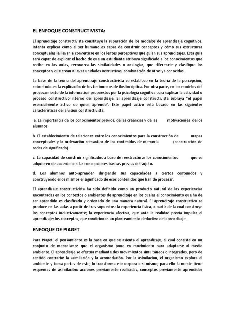 El Enfoque Constructivista | PDF | Constructivismo (filosofía de la ...