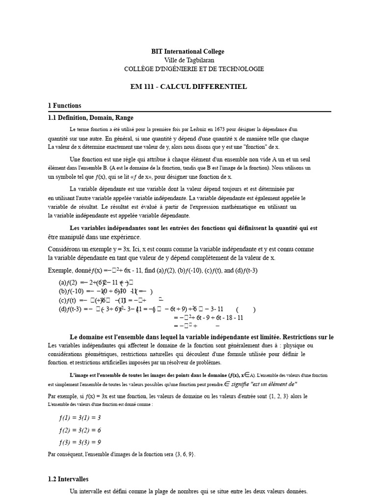 Introduction aux Fonctions Mathématiques | PDF | Calcul | Division