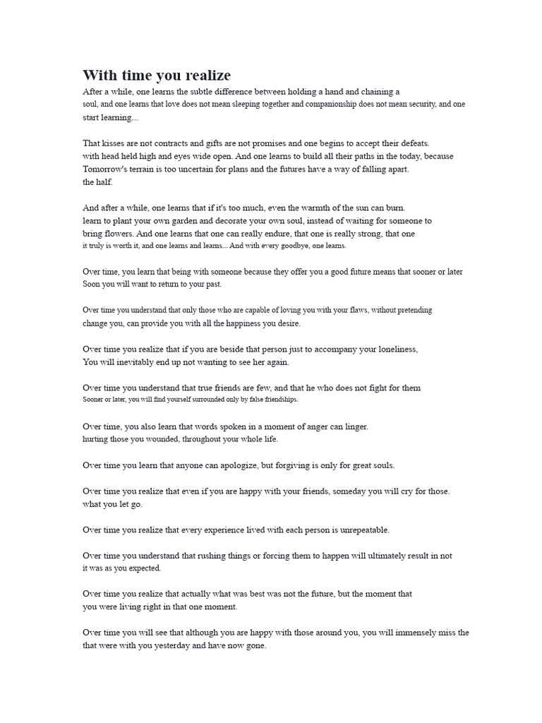 With Time You Realize | PDF