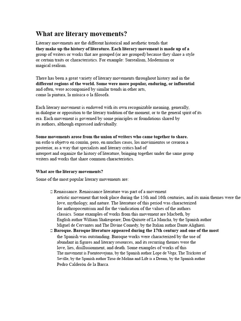 Overview of Literary Movements | PDF | Baroque | Surrealism