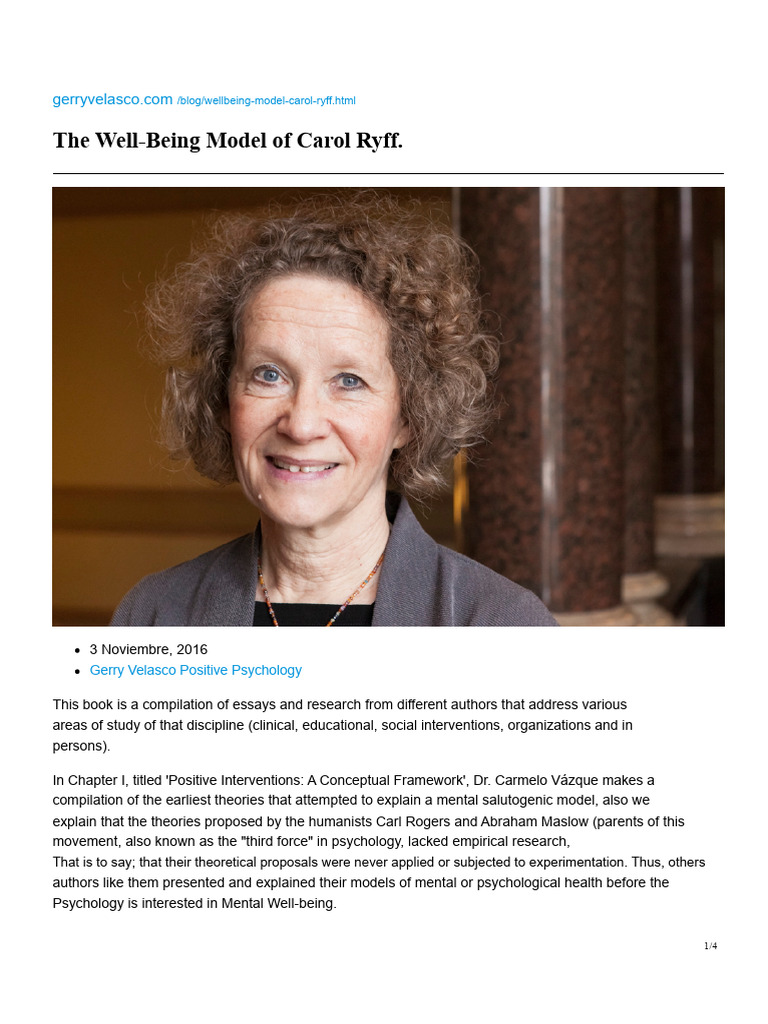 The Well-Being Model of Carol Ryff | PDF | Well Being | Positive Psychology