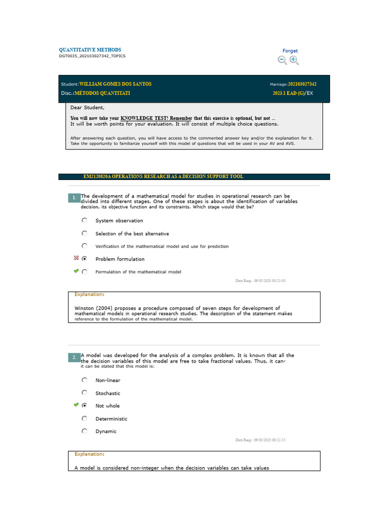 Quantitative Methods | PDF | Mathematical Model | Loss Function