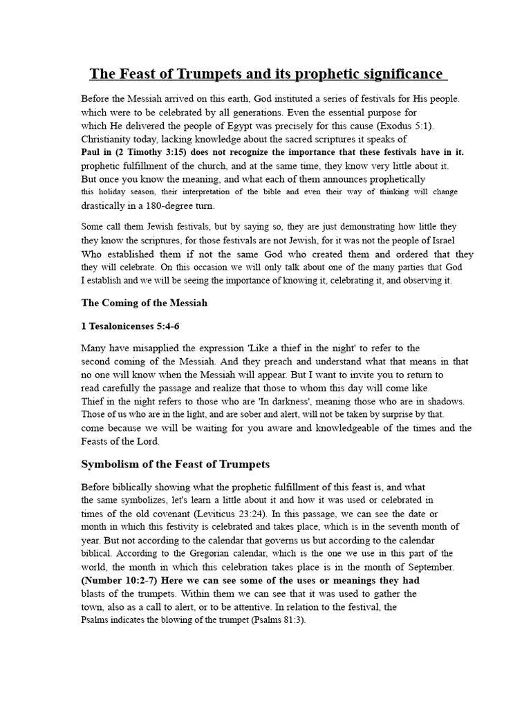 Prophetic Significance of the Feast of Trumpets | PDF | Jesus | Second ...