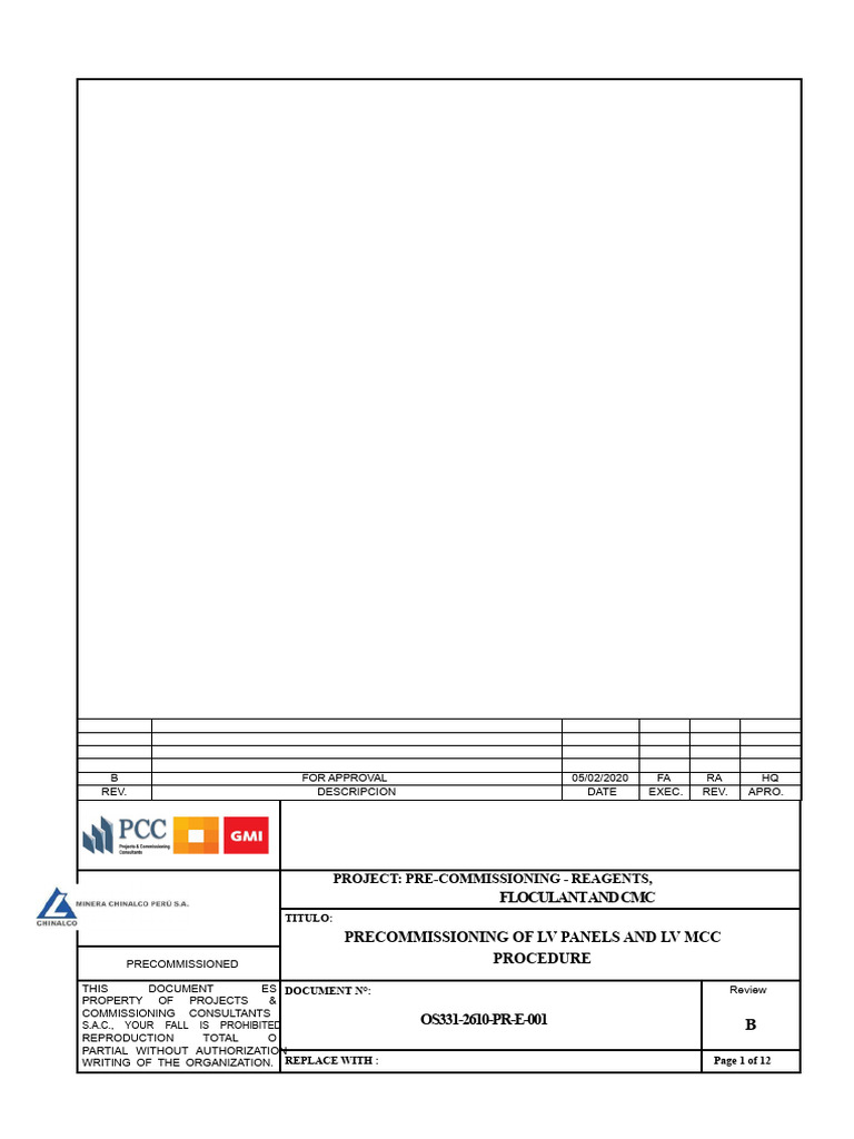 Precommissioning of LV Panels and LV CCM of BT-1 | PDF | Electricity