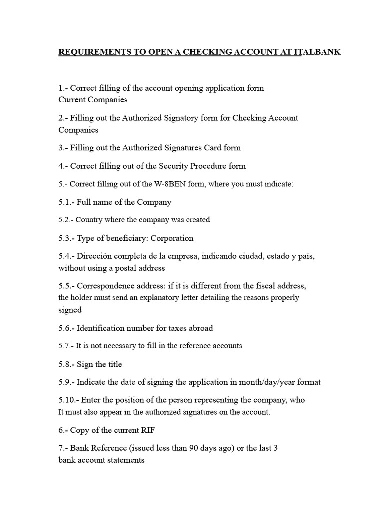 Requirements To Open A Checking Account at Italbank | PDF | Identity ...