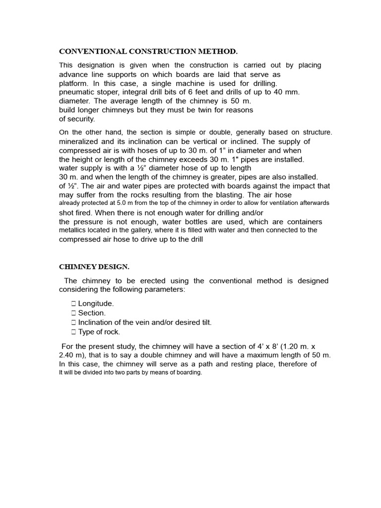 Conventional Method of Building The Chimney | PDF | Drill | Mechanical ...