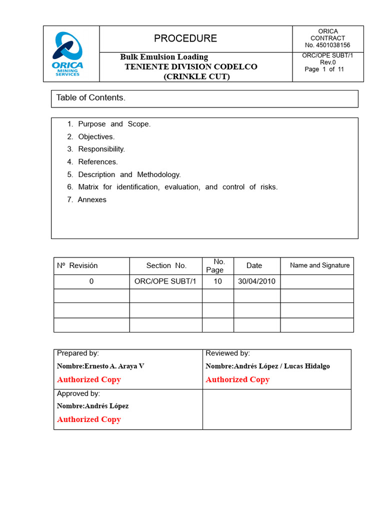 Bulk Emulsion Loading Procedure Guide | PDF | Occupational Safety And ...
