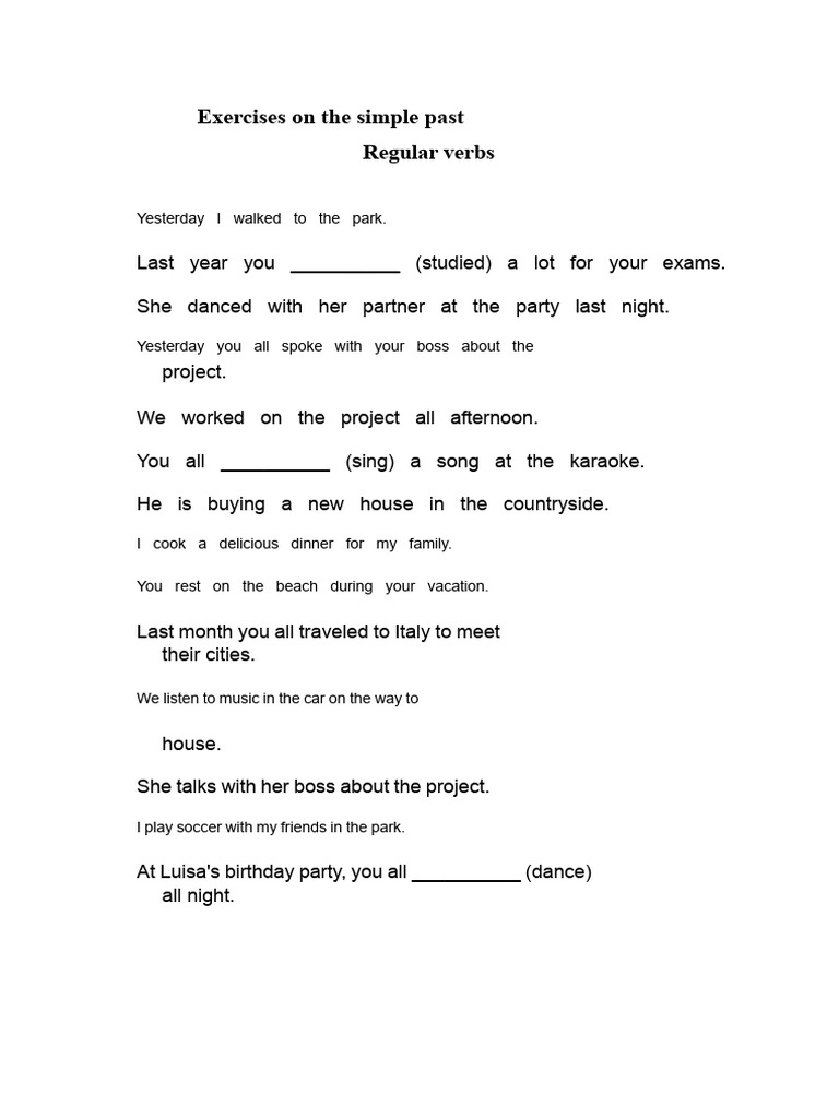 1 - Exercises On The Simple Past Tense | PDF